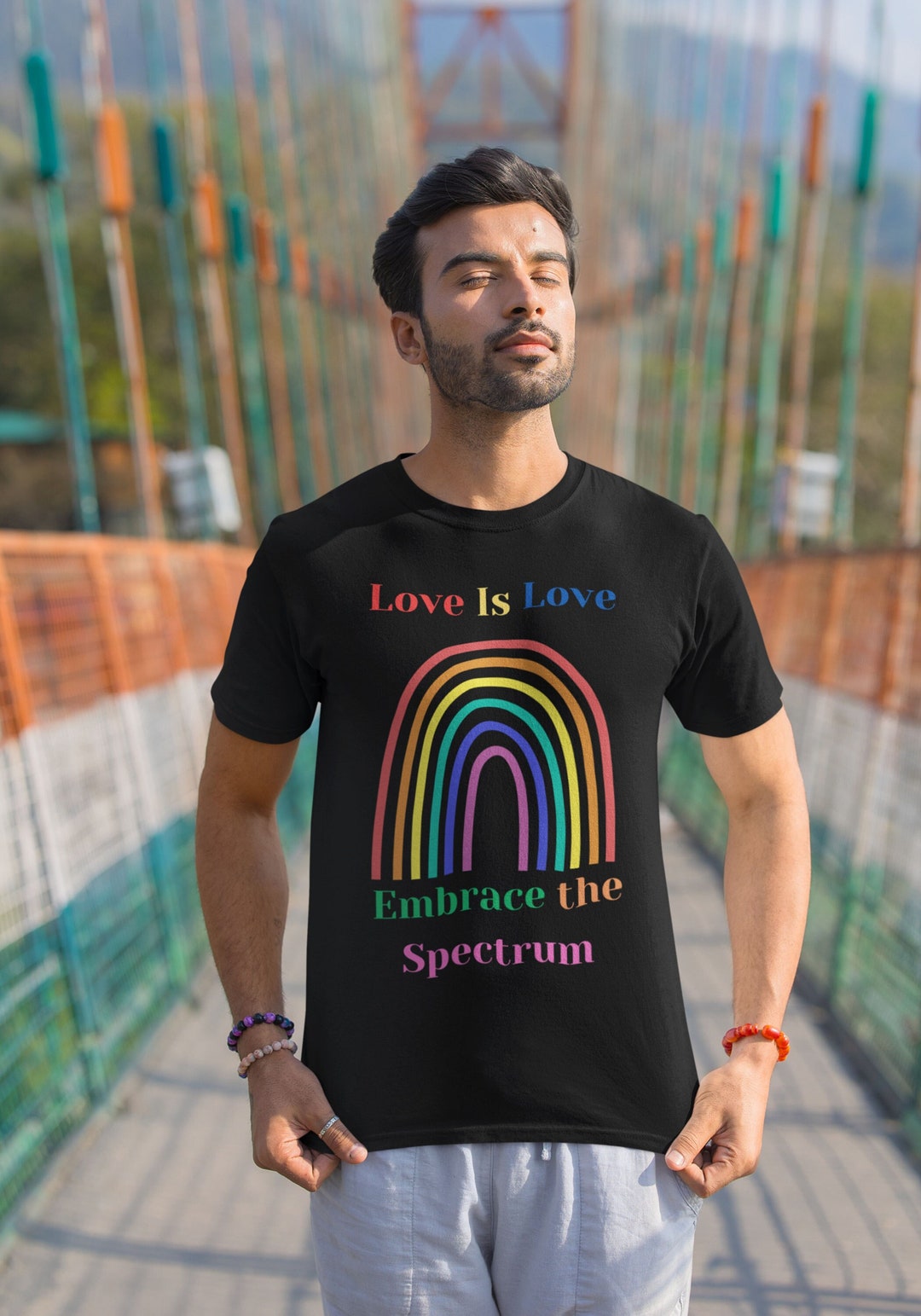Embrace the Spectrum Pride T-shirt Love is Love LGBTQ Support Rainbow ...