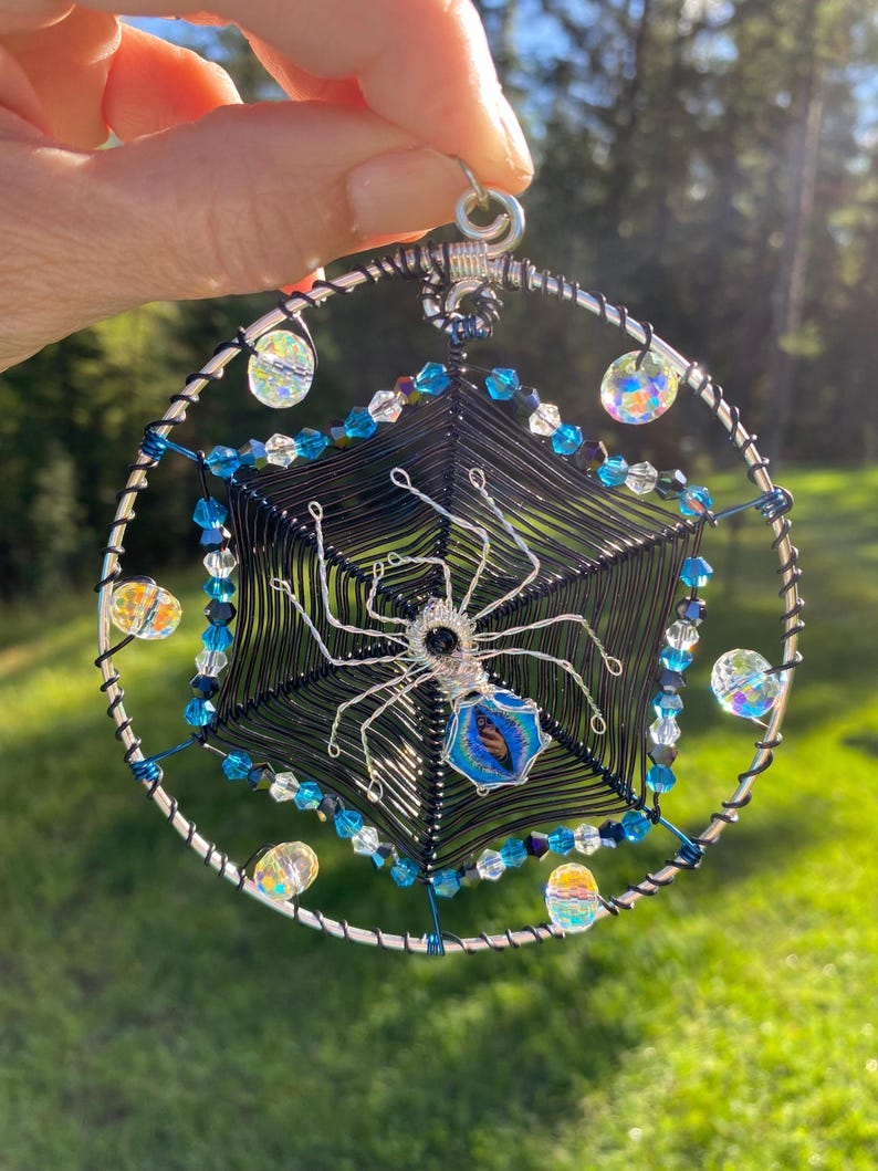 Spider Suncatcher, Spider Wire Wrapped Suncatcher, Spider Crystal ...
