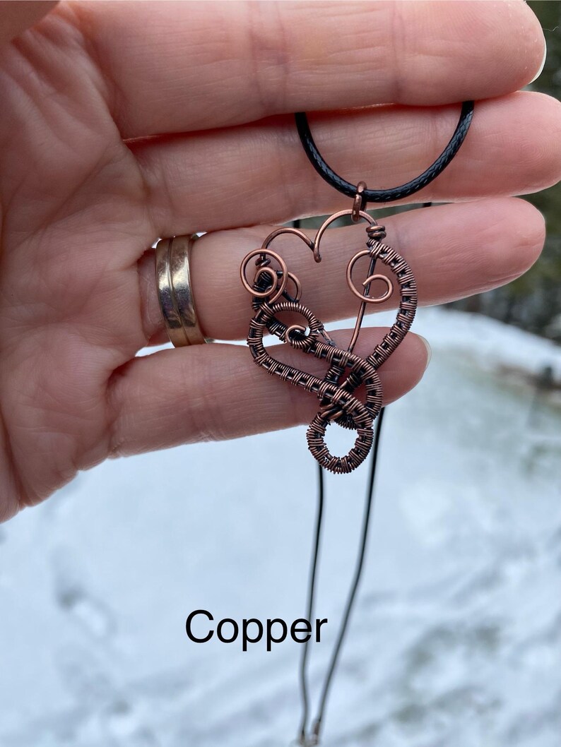 Copper Wire Wrapped Heart Pendant, Wire Wrapped Heart, Heart Jewelry - Etsy
