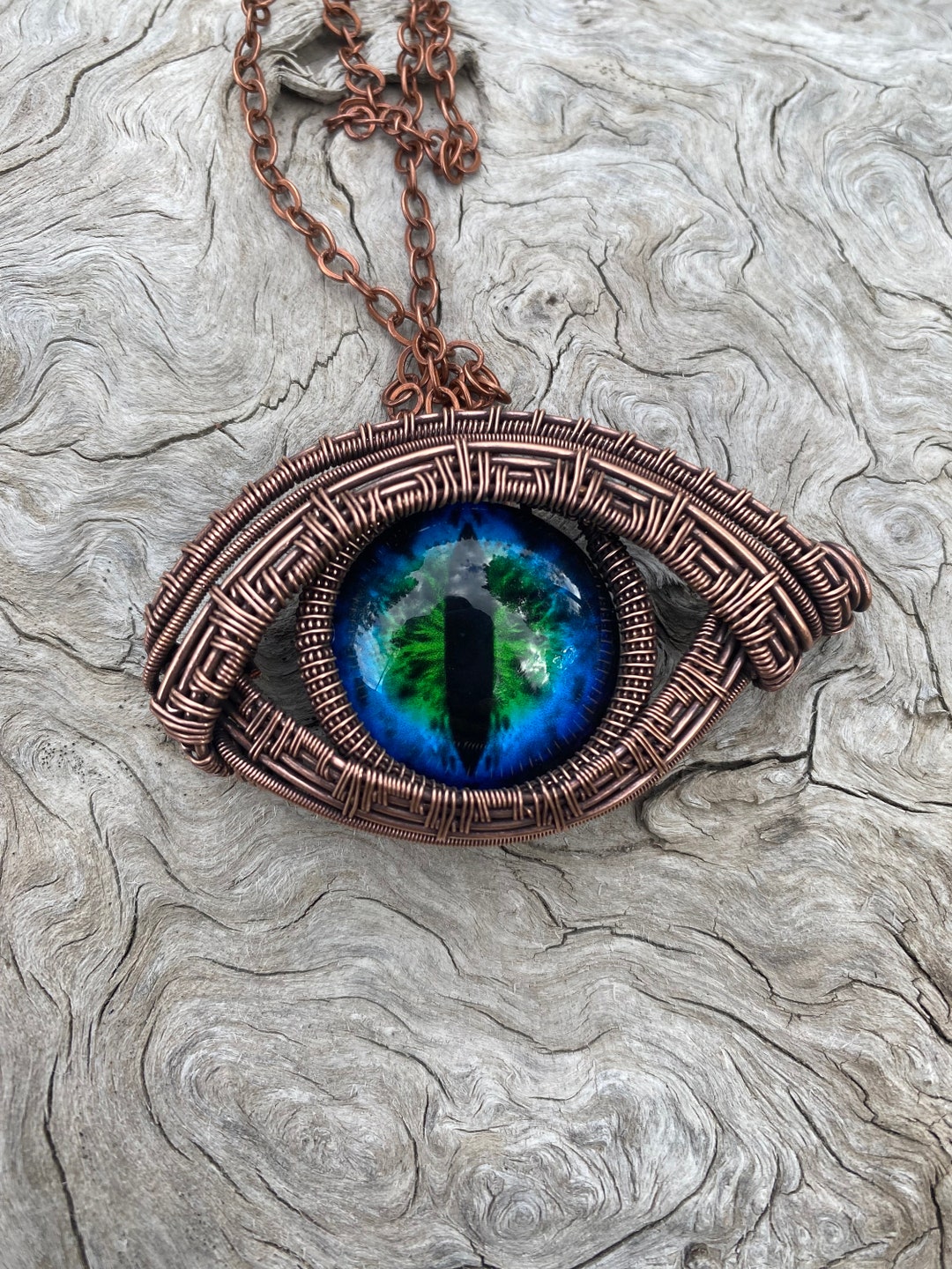 Eye Wire Wrapped in Copper Wire Pendant, Raptor Eye Wire Wrapped in ...