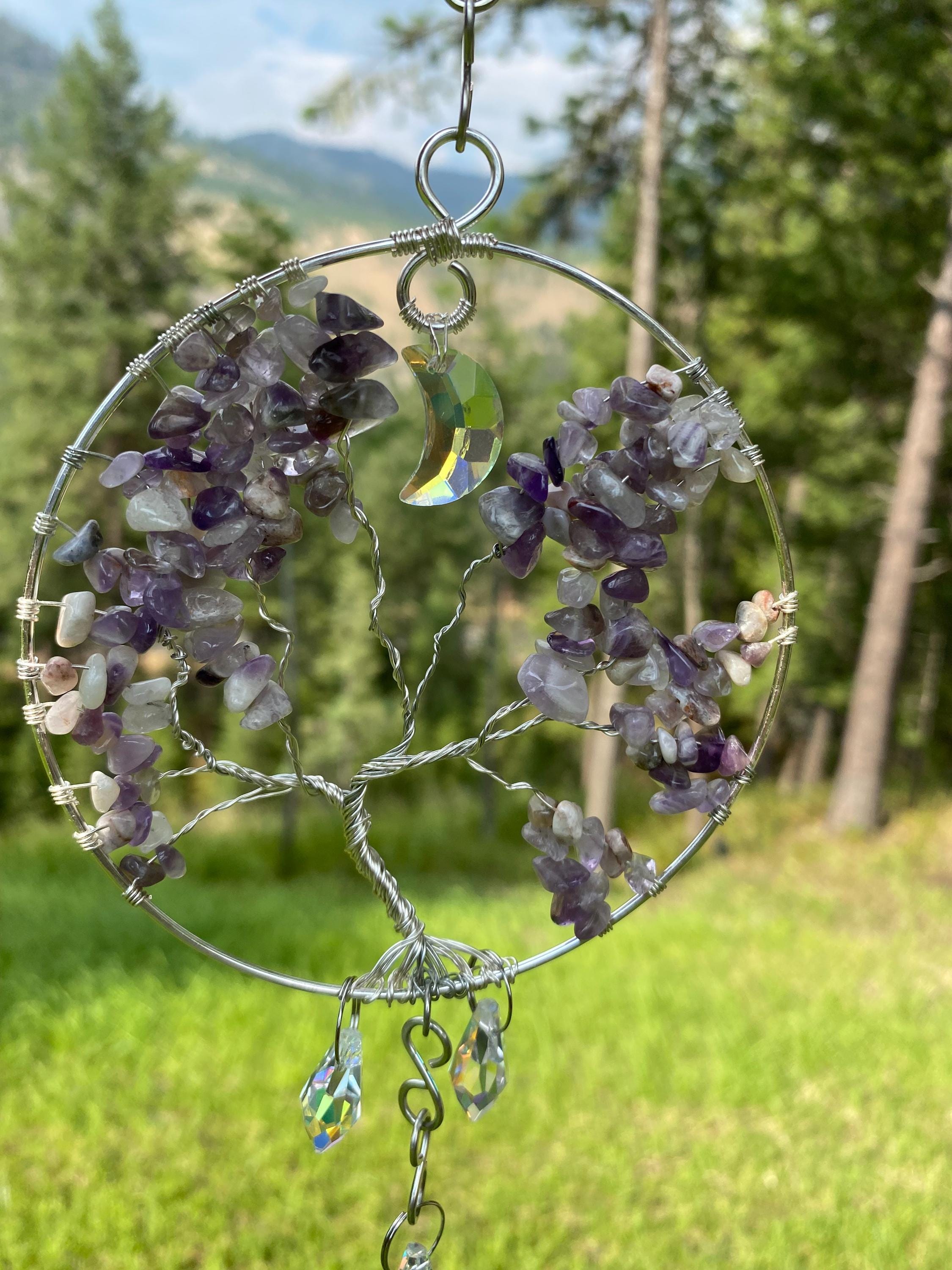 Tree of Life Wire Wrapped Moon Suncatcher, Amethyst Tree of Life ...