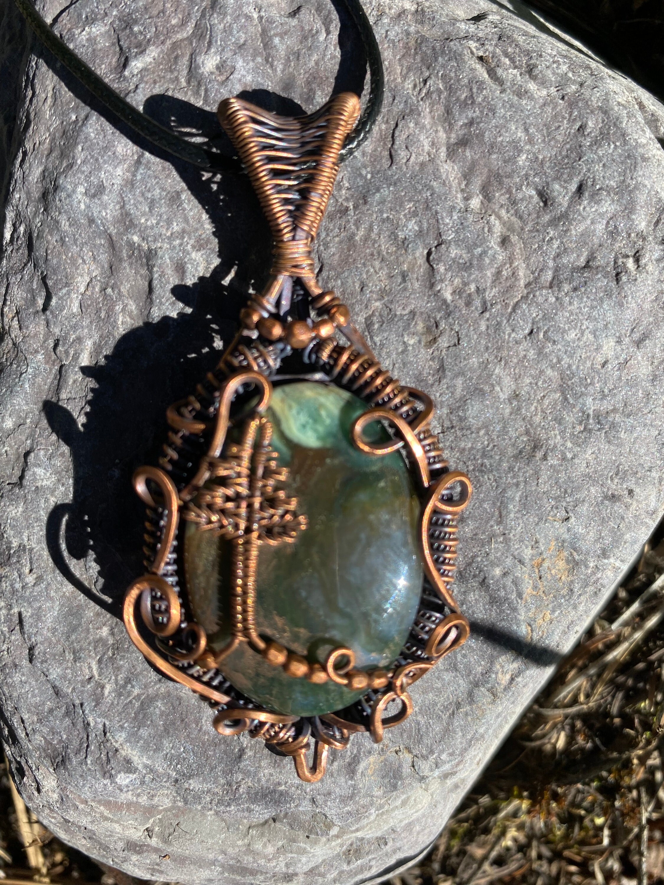 Larsonite Copper Wire Wrapped Tree Pendant - Etsy
