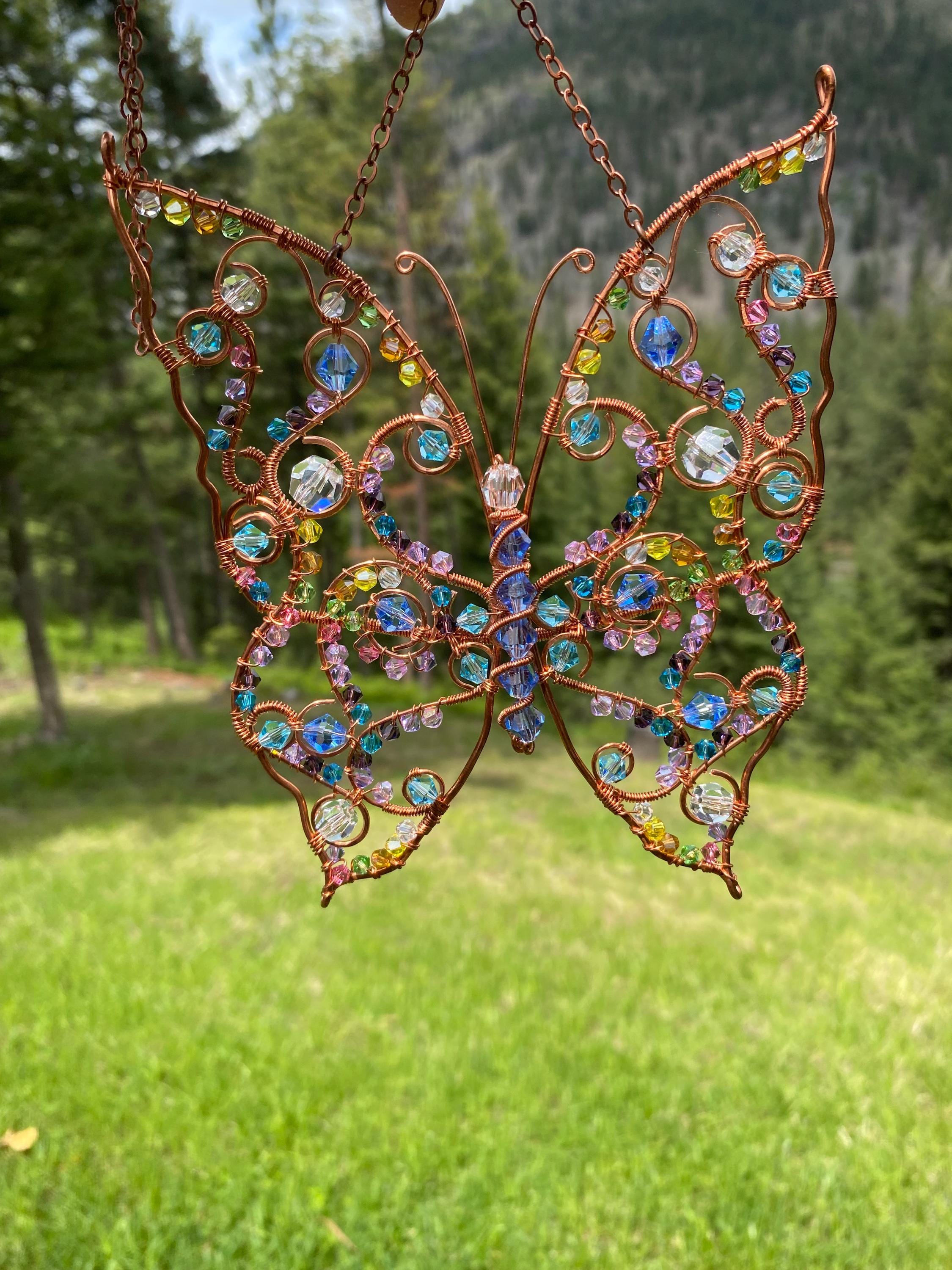 Butterfly Crystal Suncatcher Wire Wrapped in Bare Copper - Etsy