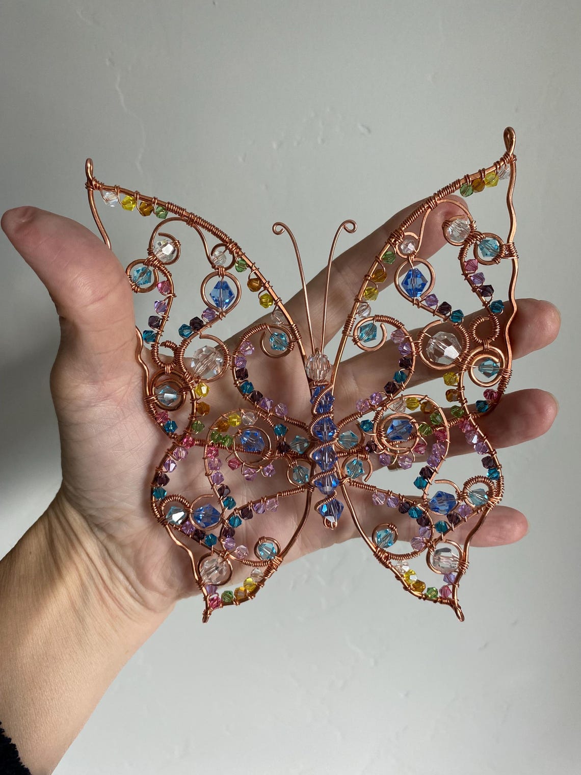 Butterfly Crystal Suncatcher Wire Wrapped in Bare Copper - Etsy