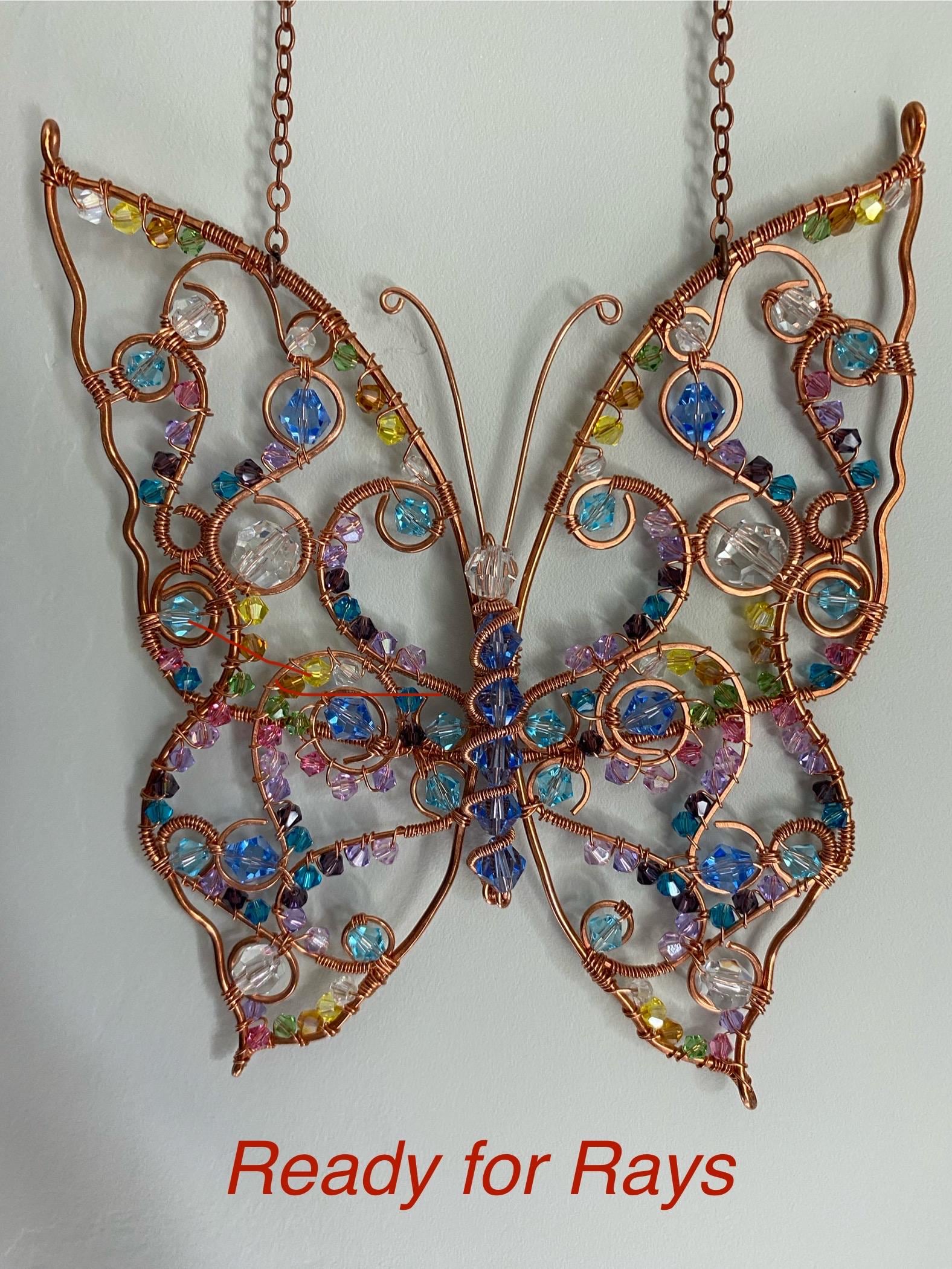 Butterfly Crystal Suncatcher Wire Wrapped in Bare Copper - Etsy