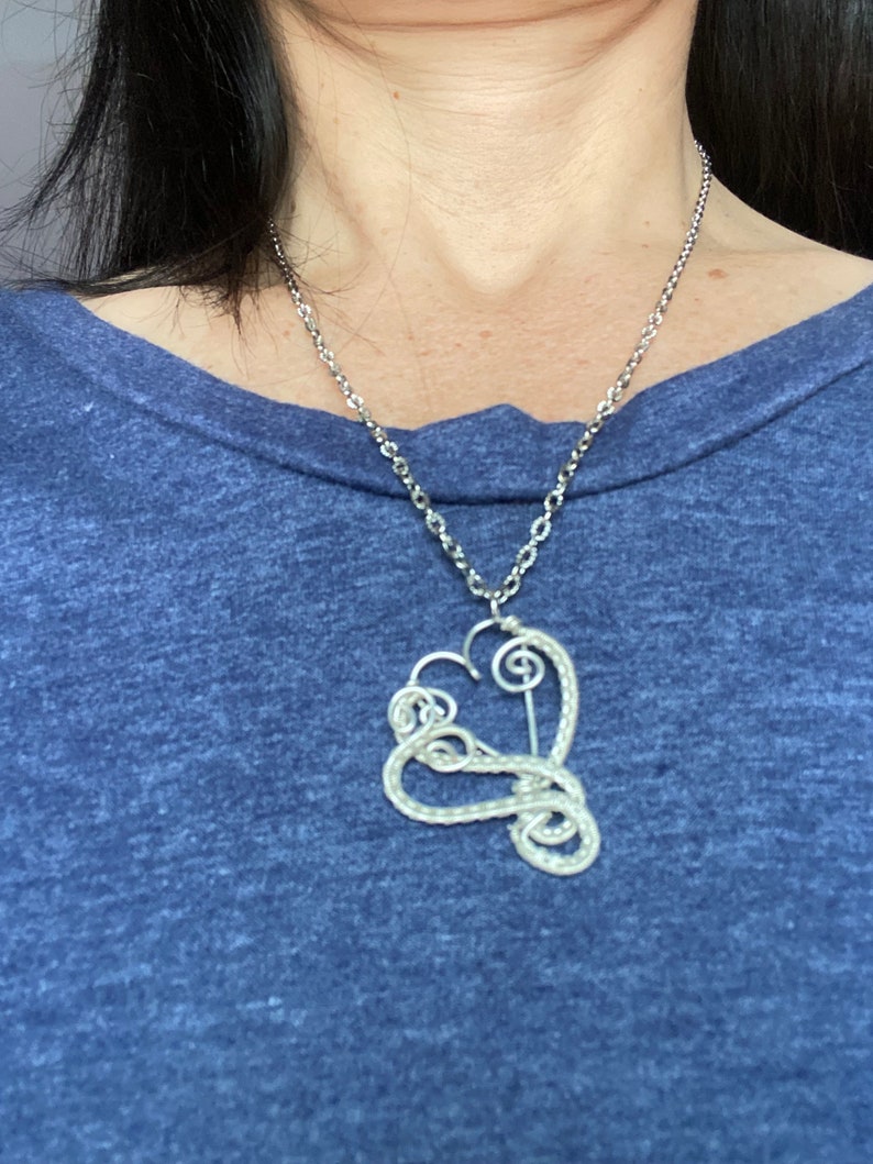 Silver Plated Wire Wrapped Heart Pendant - Handmade Jewelry - Etsy