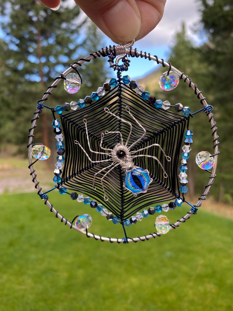 Spider Suncatcher, Spider Wire Wrapped Suncatcher, Spider Crystal ...
