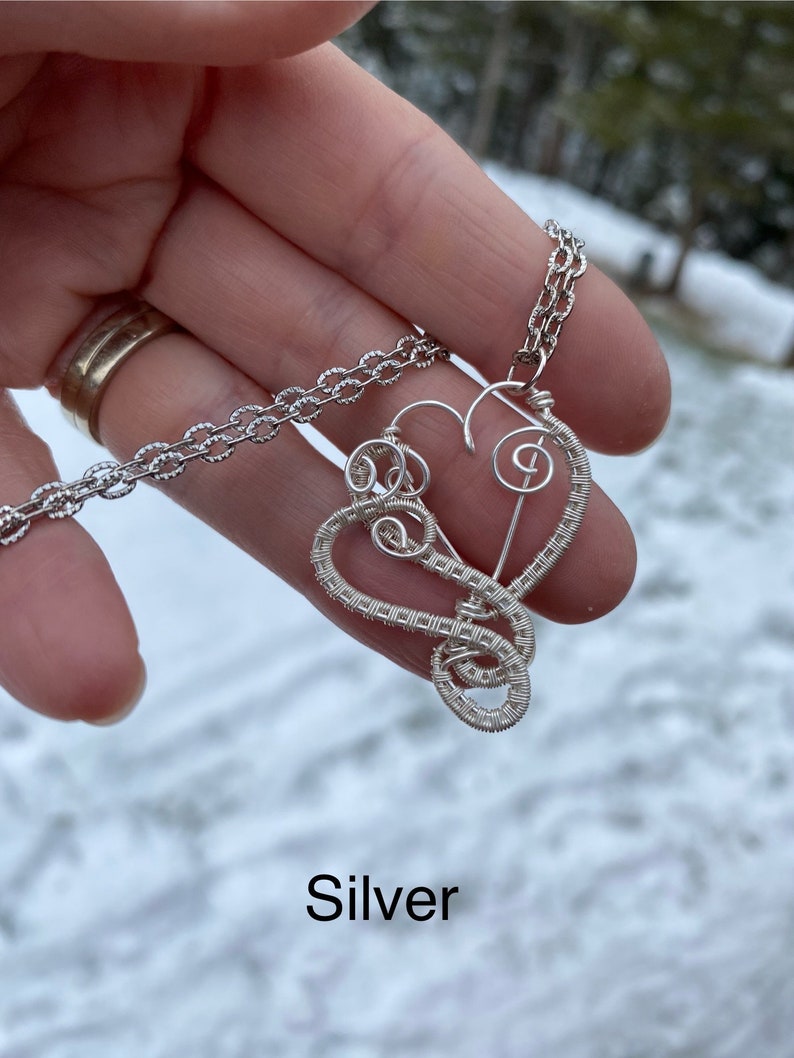 Silver Plated Wire Wrapped Heart Pendant - Handmade Jewelry - Etsy