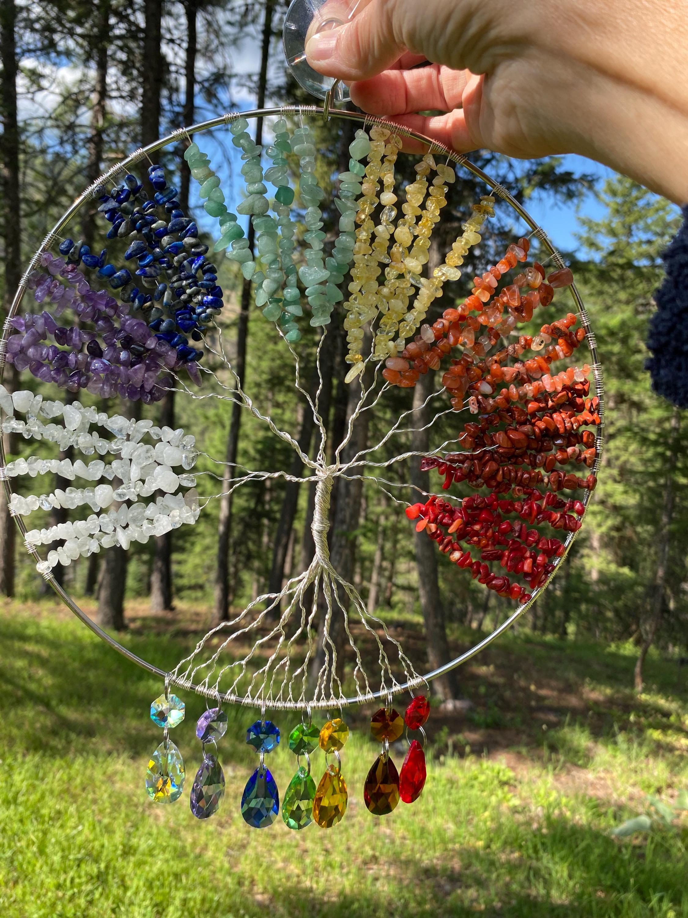 Tree of Life Large Colorful Wire Suncatcher With Crystals - Etsy