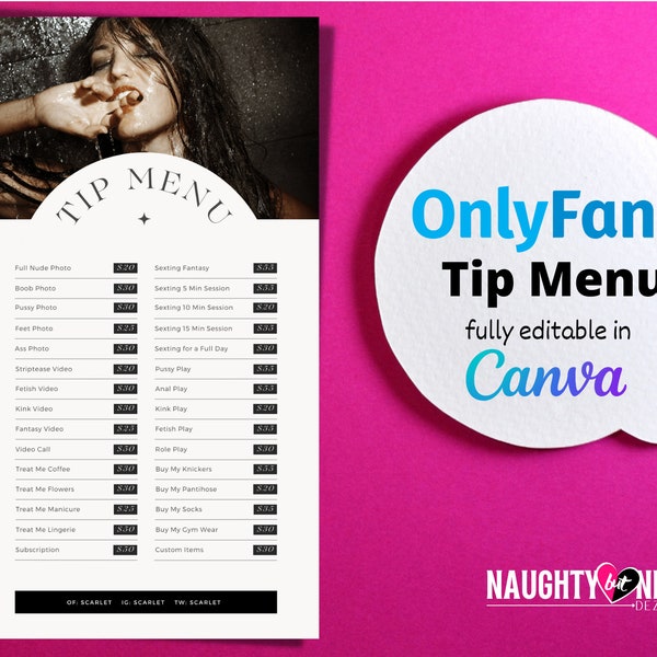Sexy Tip Menus Etsy