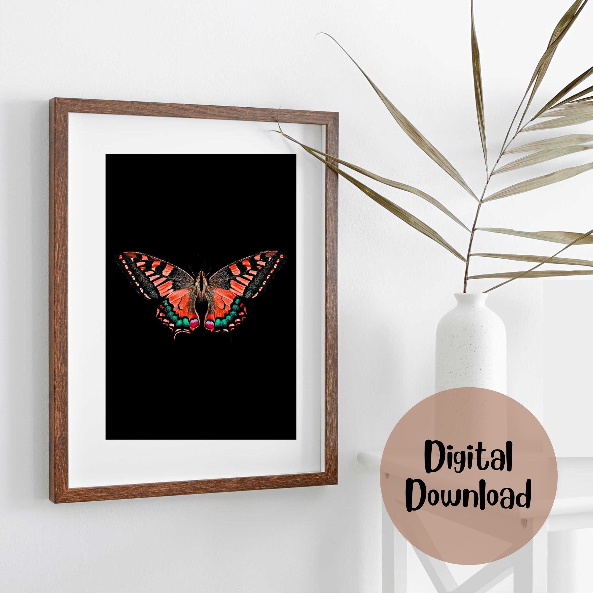 Red Butterfly Wall Art, Downloadable Wall Art, Printable Wall Art ...