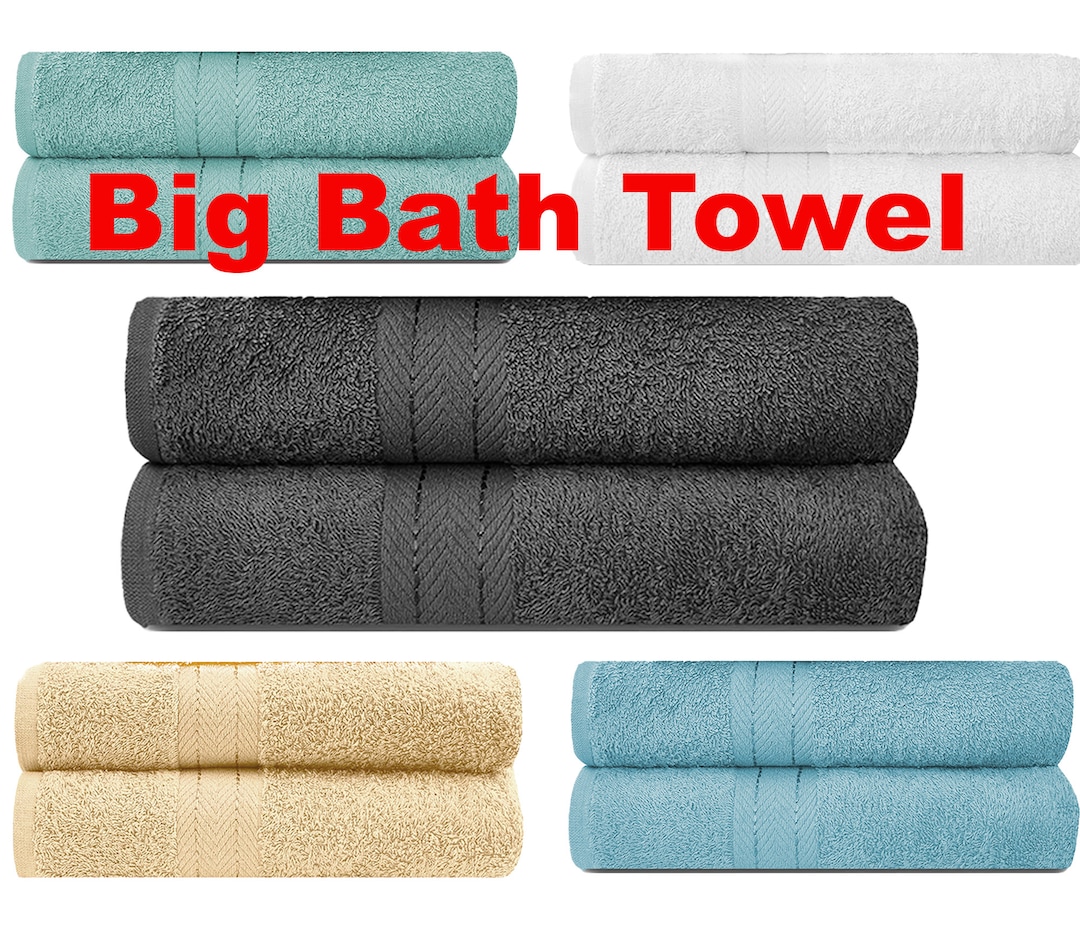Bath Towel Set, 100% Luxury 2 X Cotton Towels, 70 X 130cm, 500 GSM Bath ...
