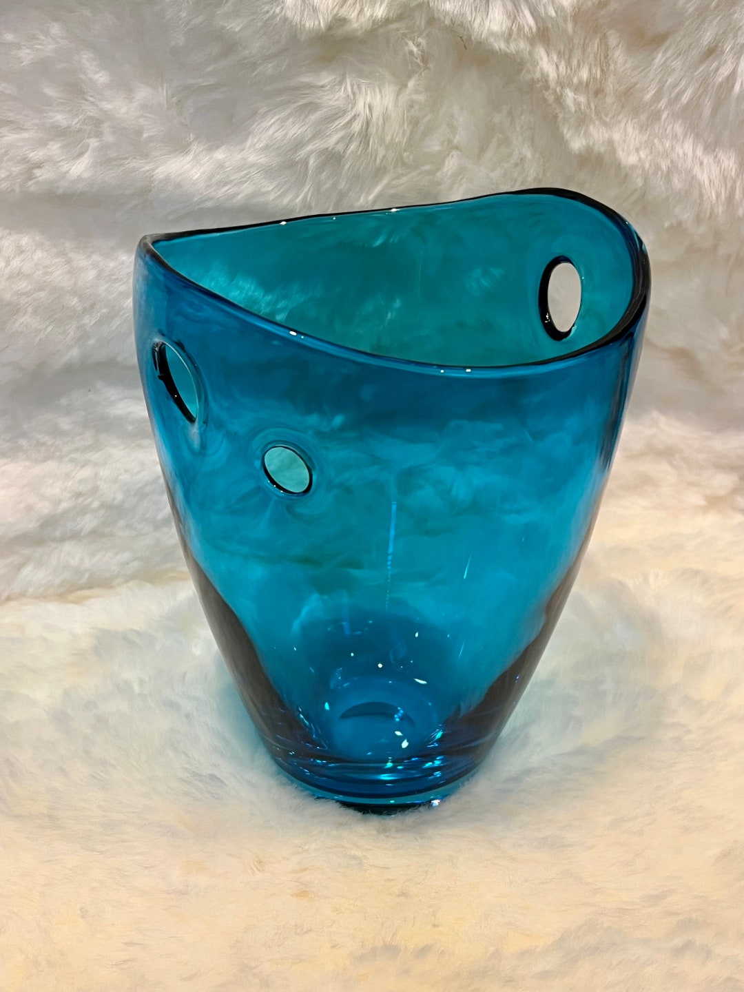 Mikasa Wave Blue Glass Vase - Etsy