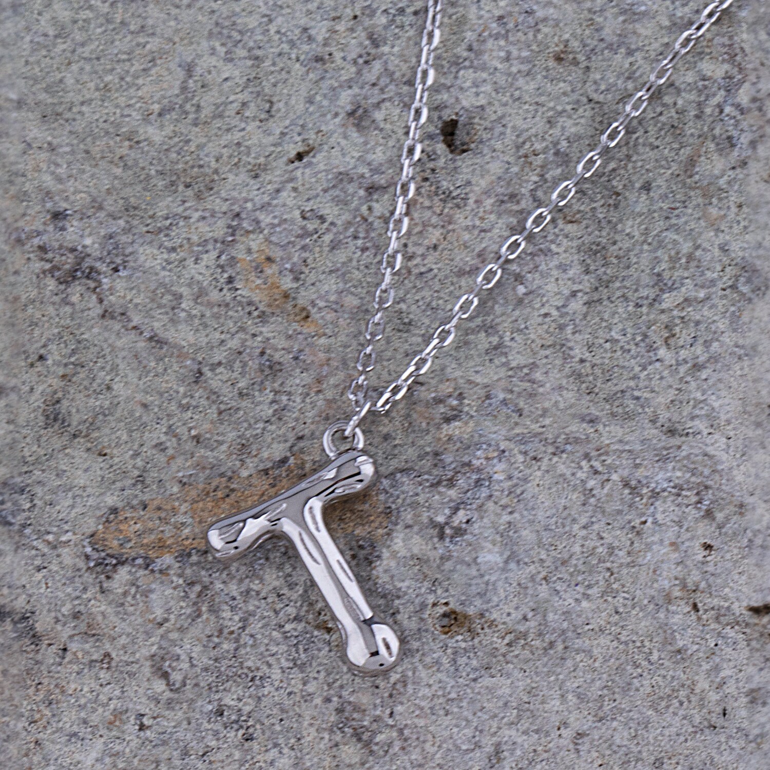Sterling Silver 'T' Initial Pendant on Necklace, Personalized Letter ...
