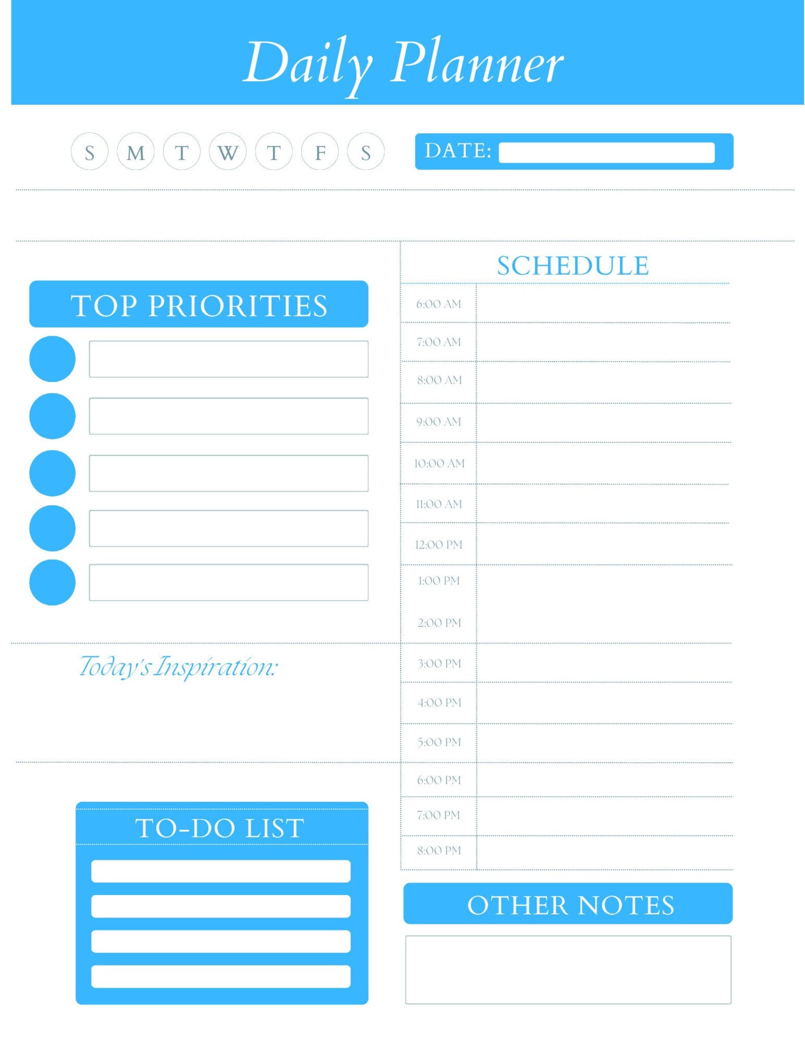 Daily Planner, Daily to Do List Planner, Modern Daily Planner, 1 Page ...