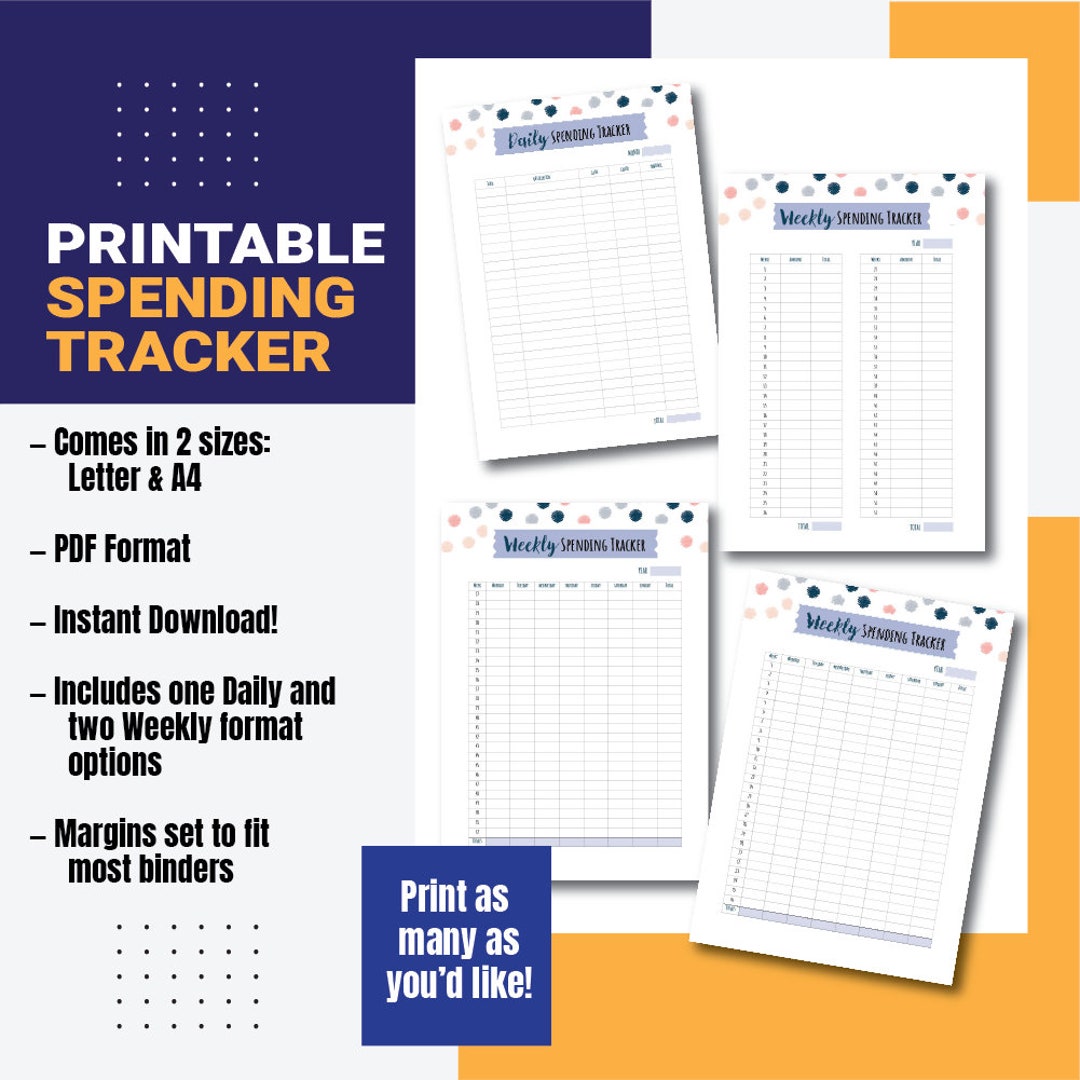 Printable Daily & Weekly Spending Tracker (PDF) - Etsy