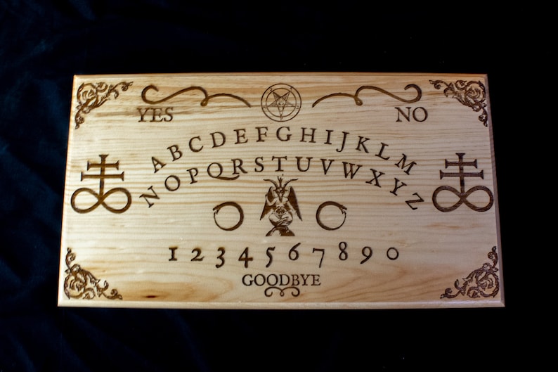 Solid Wood Ouija Board Engraved Spirit Board With Planchette Satanic ...