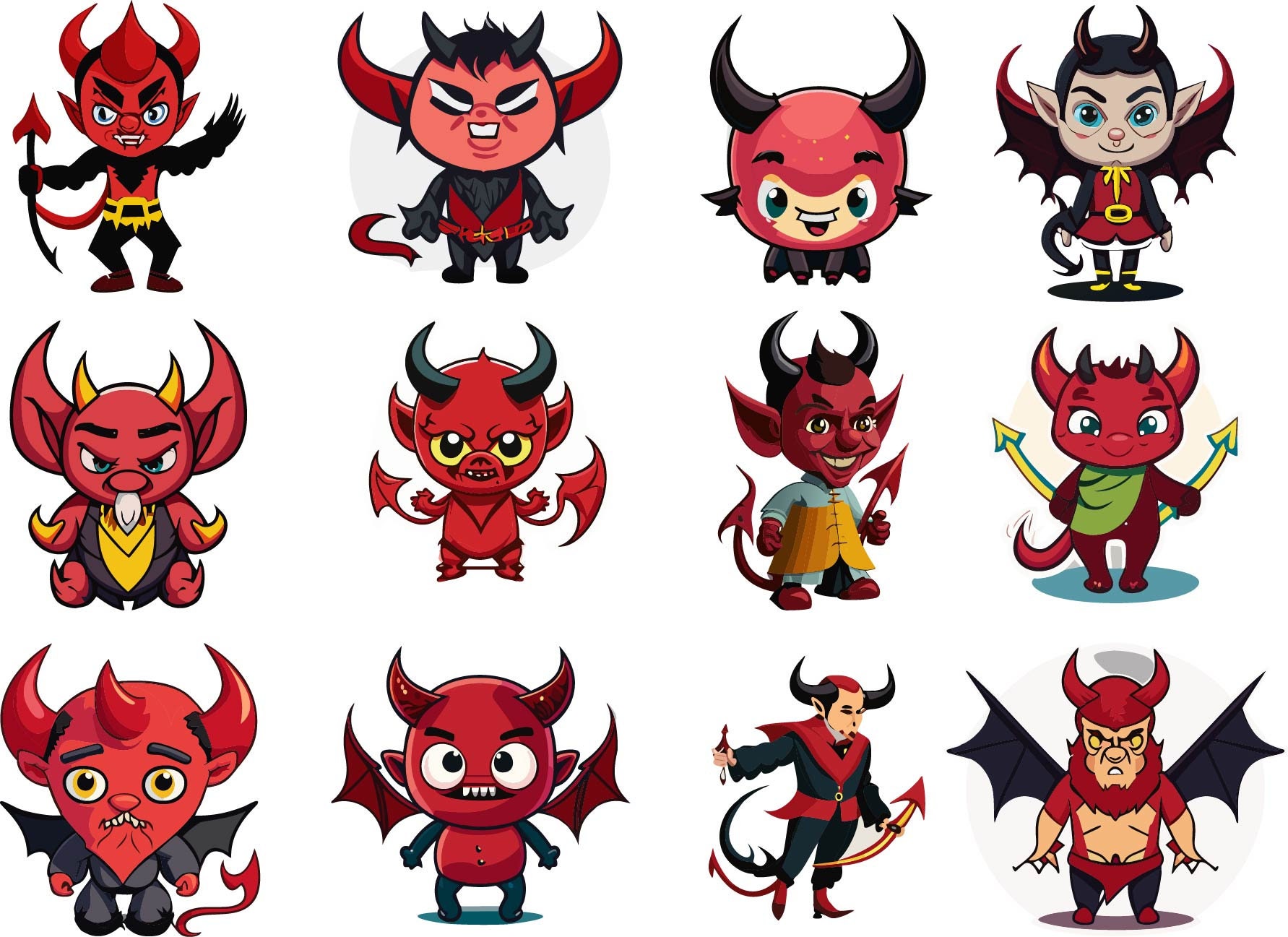 A Dozen Devils - Digital Images - PNG Cartoon Devil Clip Art for Print ...