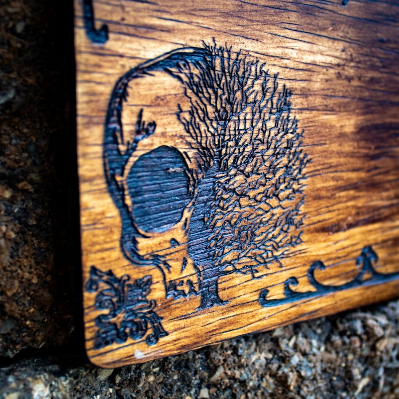 Cursed Wood Spirit Board - Ouija Board - Skull Tree Design Engraved ...