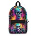 Unique Skull Backpack - Bright Colors Bookbag - Neon Paint Splatter ...