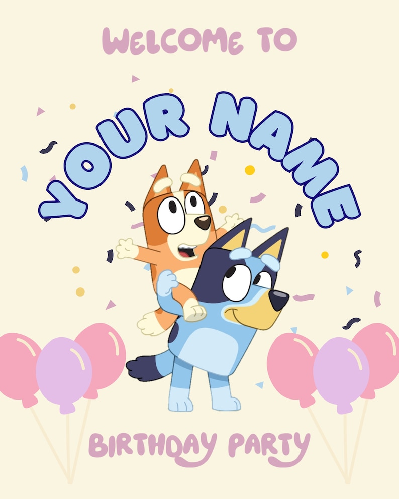 Kids Editable Bluey Birthday Welcome Sign Template, Bluey Welcome Sign ...