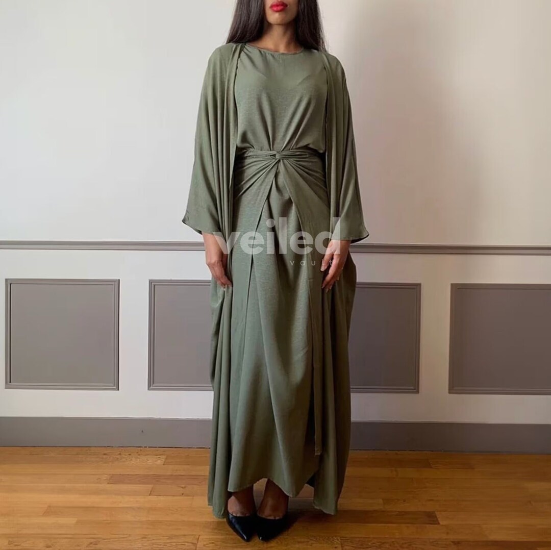 Wrap Abaya 3 Piece Abaya Set Dubai Abaya Kaftan Eid Ramadan Hijab ...
