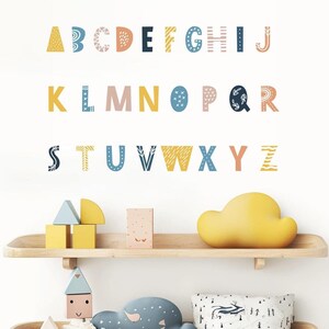 Bohemian Alphabet Letter Rainbow Wall Stickers - Colorful Nursery Vinyl ...