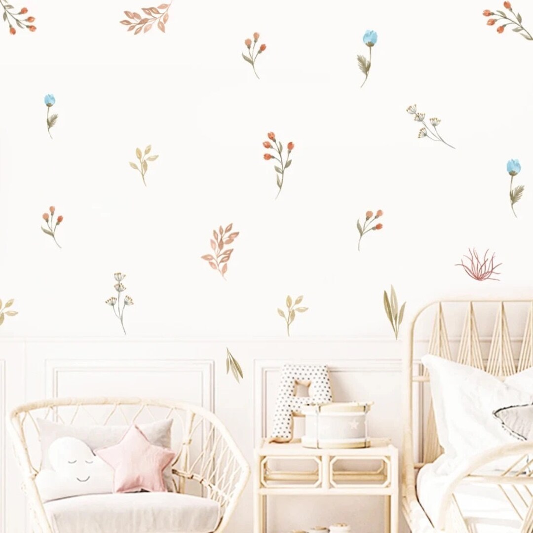 Charming Floral Wall Decals Kids Nursery and Children's Bedroom Decor ...