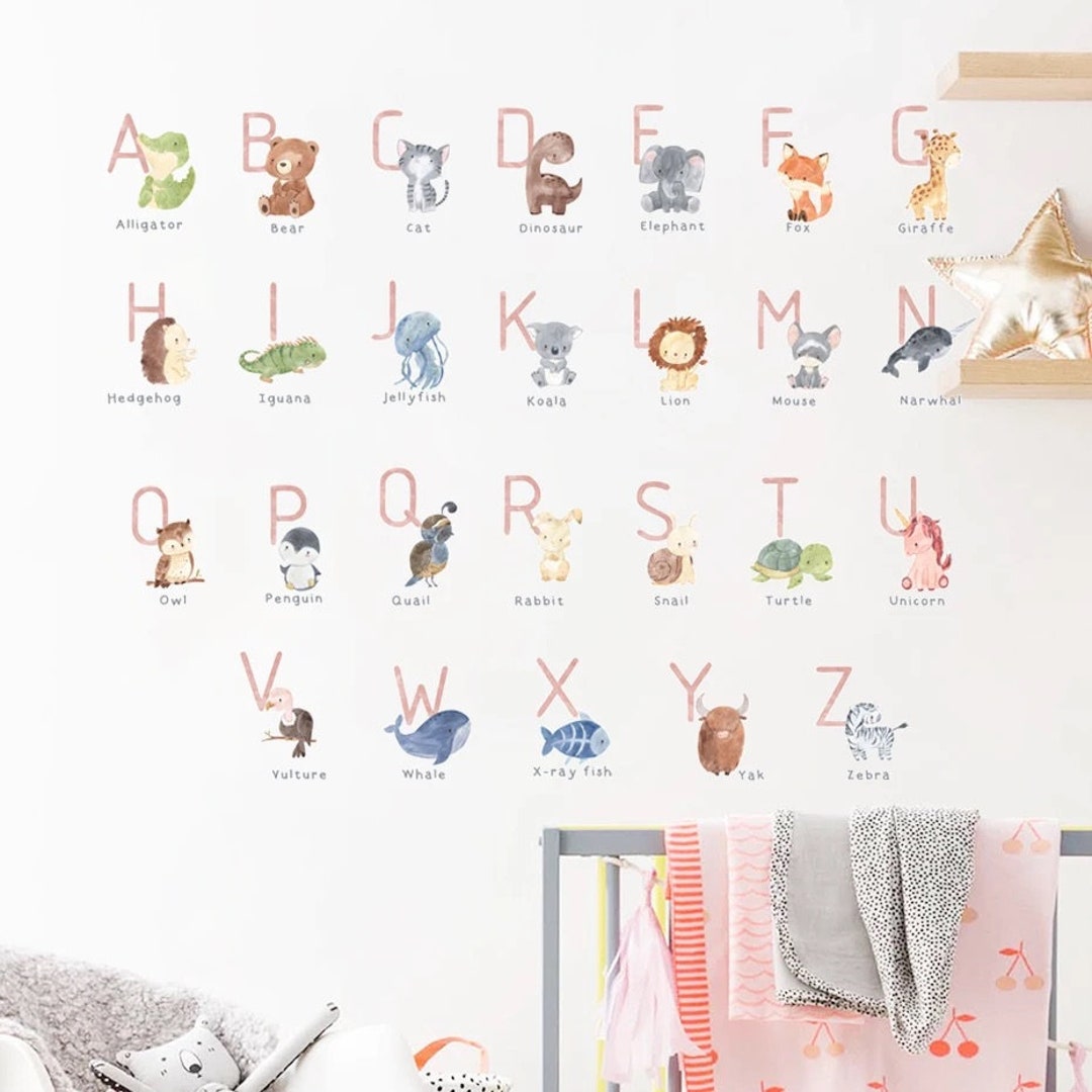 Cute Cartoon Animals ABC Alphabet Wall Stickers for Children's Room ...
