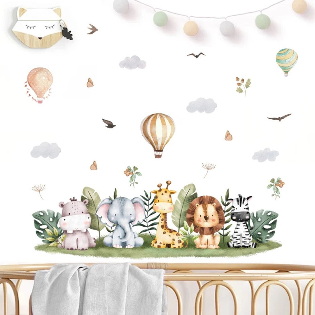 Safari Animal Wall Decals - Cute Jungle Animal Stickers for Baby ...