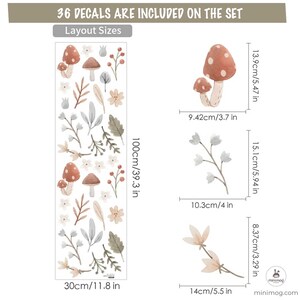 Boho Cartoon Mushroom and Flower Wall Stickers Enchanted Floral Nursery ...