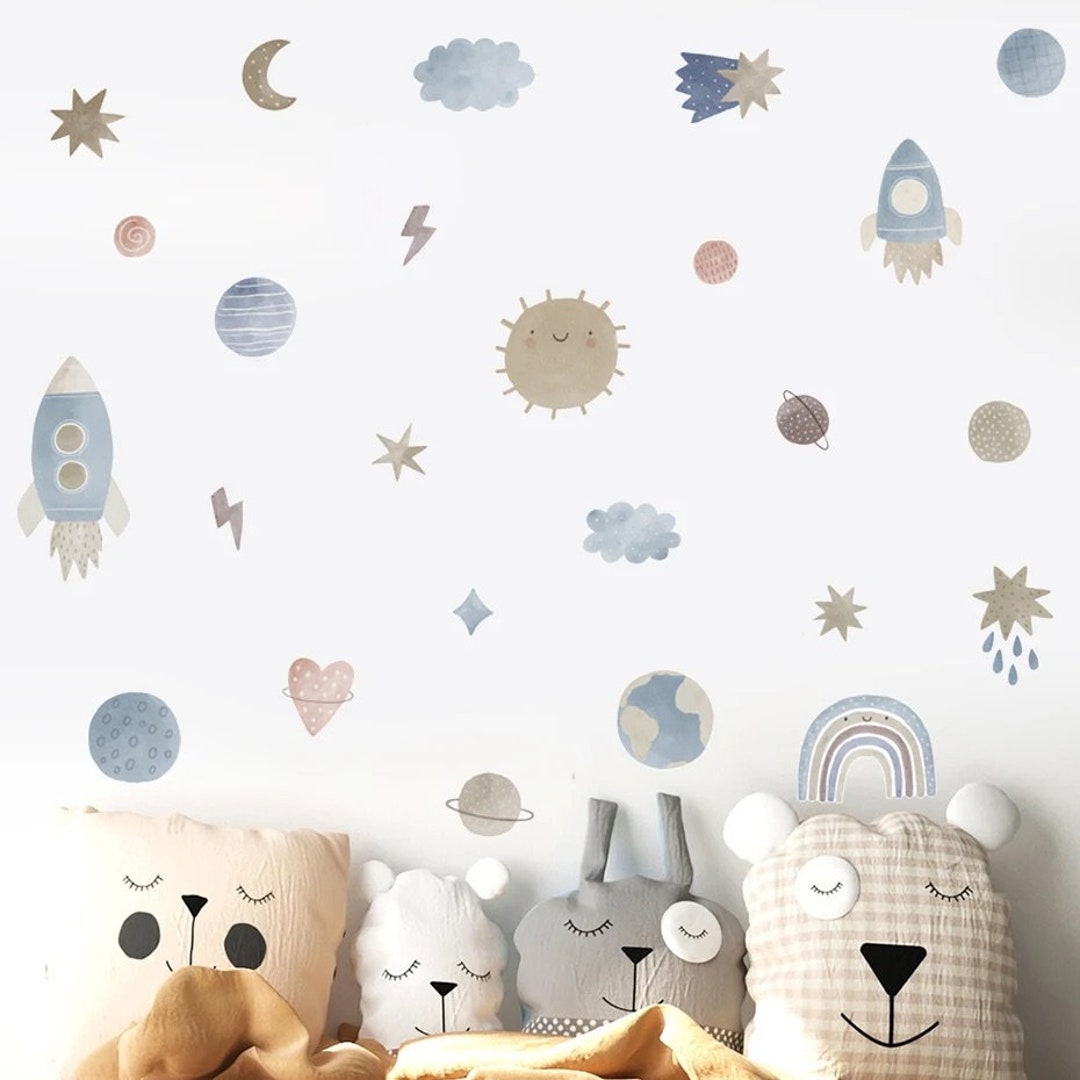 Space-themed Wall Decals Eco-friendly Wall Stickers for Kids Room Wall ...