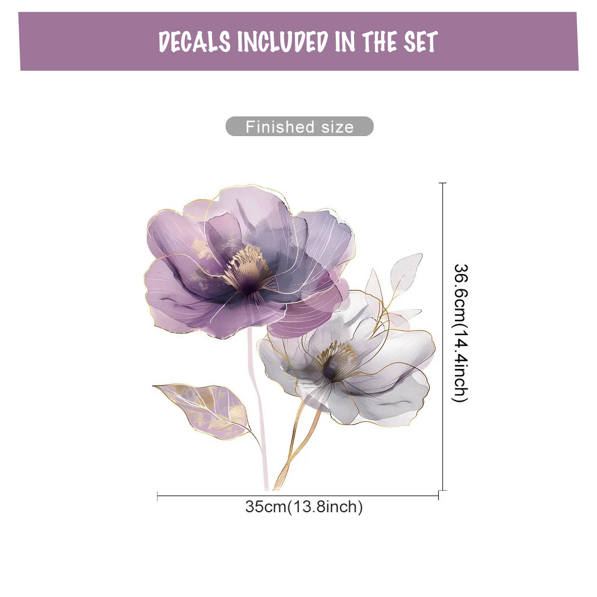 Purple Flower Wall Sticker for Bedroom, Self-adhesive Home Decor ...