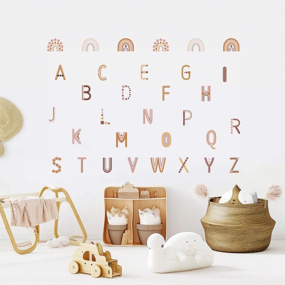 Bohemian Rainbow Alphabet Wall Stickers Colorful Letter Decals for ...
