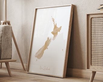New Zealand Map Gold Foil Print, Gold Print, Country Map Gold Print ...