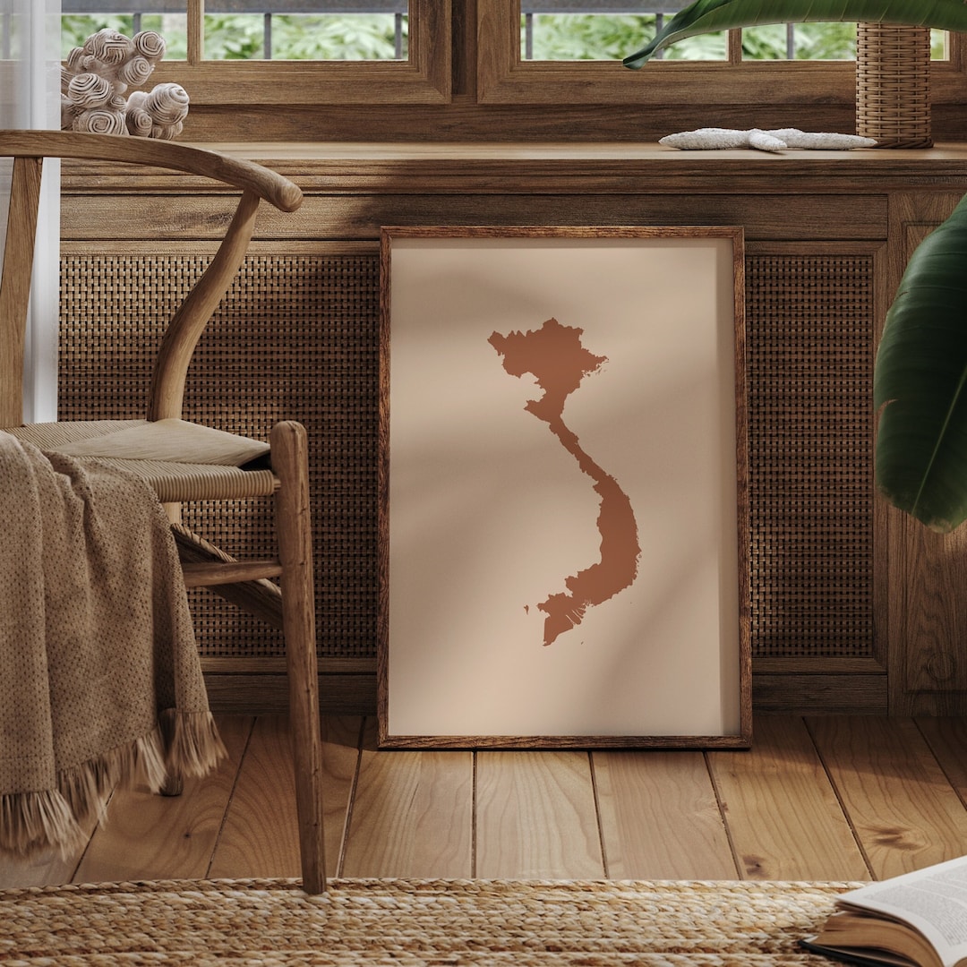 Vietnam Map Boho Wall Art Print Mid Century Travel Poster - Etsy