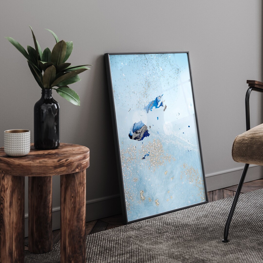 Fiji Map Shades of Blue & Silver Wall Art Print - Etsy