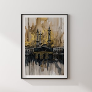 Black and Gold Kaaba Wall Art Print | Masjid Al Haram Grand Mosque ...