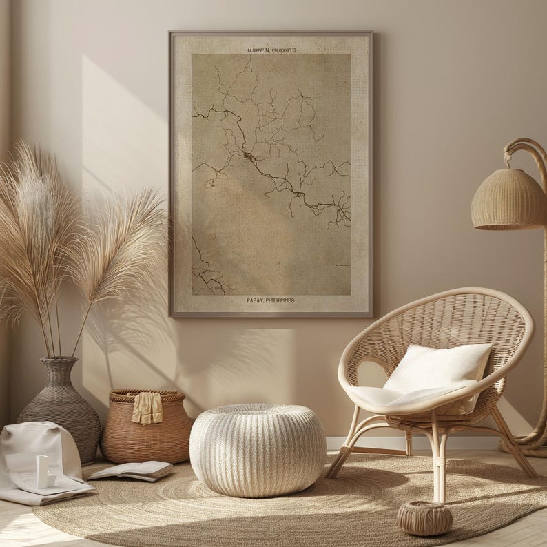 Pasay, Metro Manila Map | Vintage Beige Detailed Map Print ...