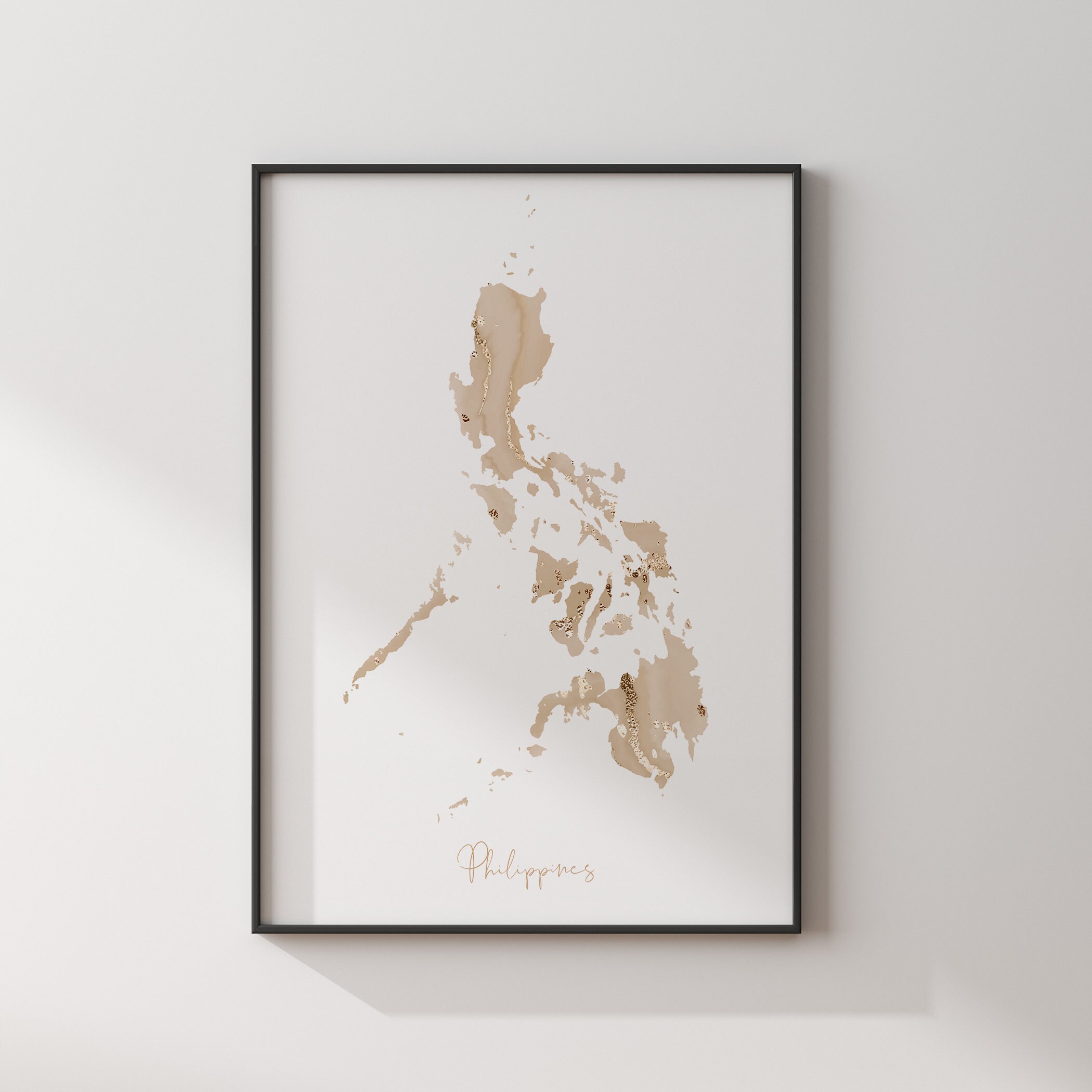 Philippines Map Beige & Gold Wall Art Print - Etsy