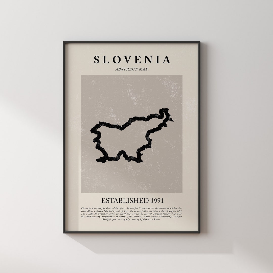 Abstract Slovenia Map Vintage Wall Art Print Picasso + Matisse Inspired ...
