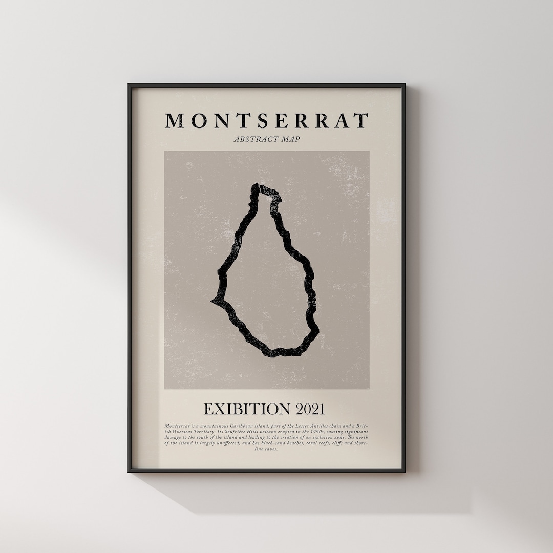 Montserrat Map Vintage Abstract Wall Art Print Picasso + Matisse ...