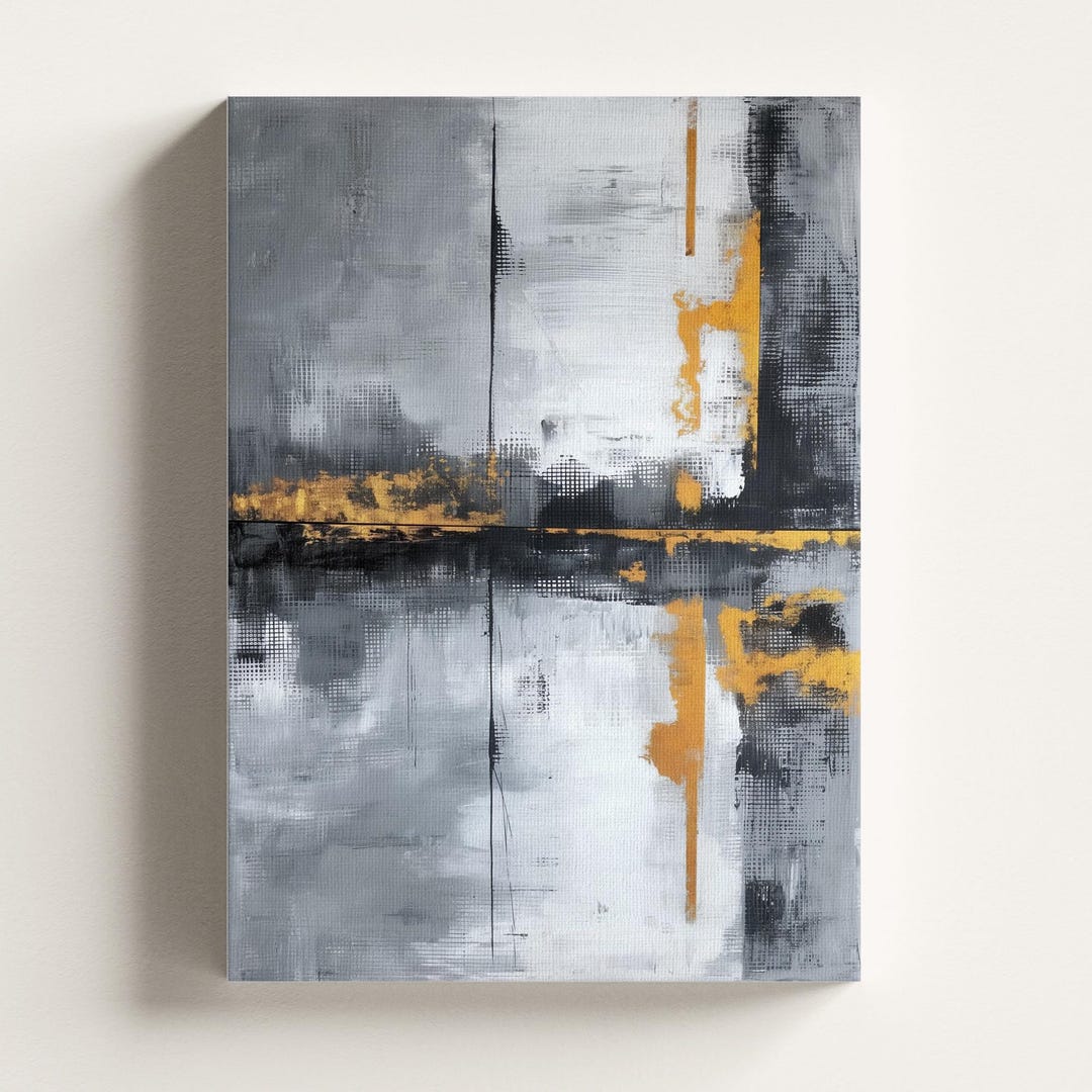 Gold and Gray Abstract Art | Textured Canvas Painting | Modern Wall ...
