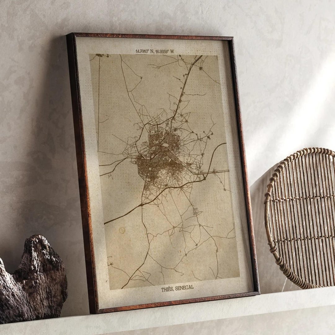 Thiès Map | Vintage Beige Detailed Map Print | Senegal | Travel Gift - Etsy