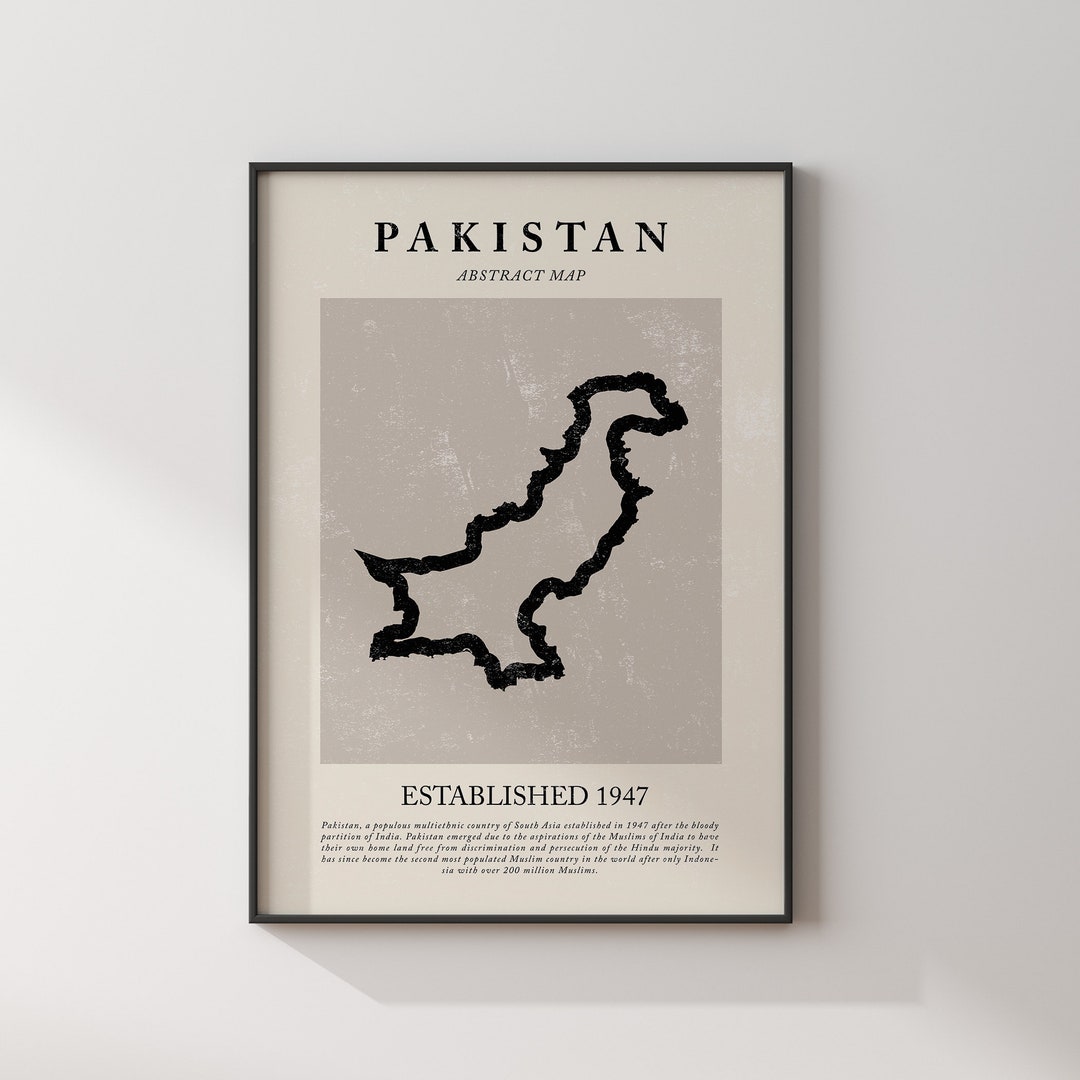 Pakistan Map Vintage Abstract Wall Art Print Picasso + Matisse Inspired ...