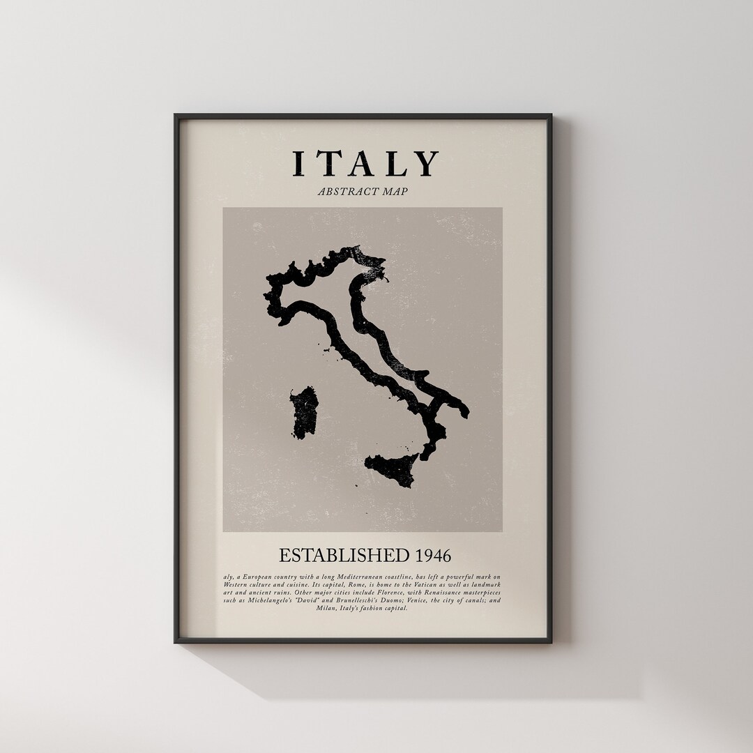 Italy Map Vintage Abstract Wall Art Print Picasso + Matisse Inspired ...