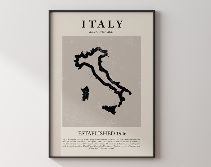Italy Map, Abstract Paint Splashes Art Print Poster, Portrait - SP (121 ...