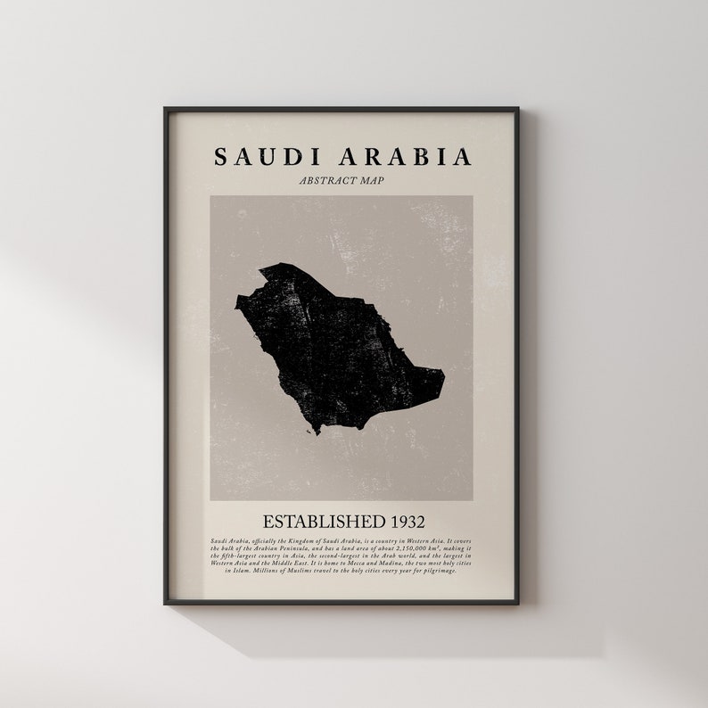 Abstract Saudi Arabia Map Vintage Wall Art Print Picasso & - Etsy
