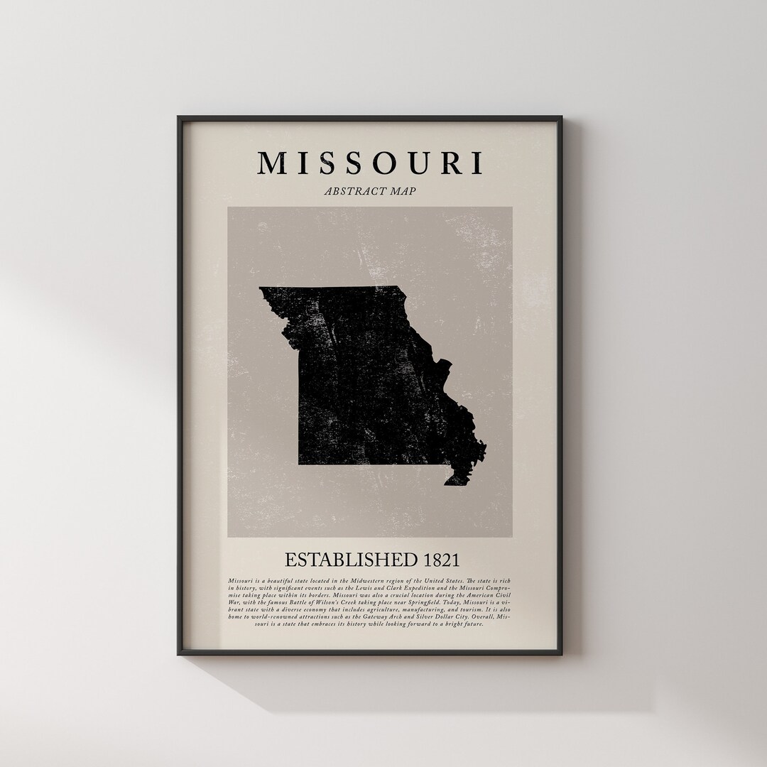 Abstract Missouri Map Vintage Wall Art Print US State | United States ...