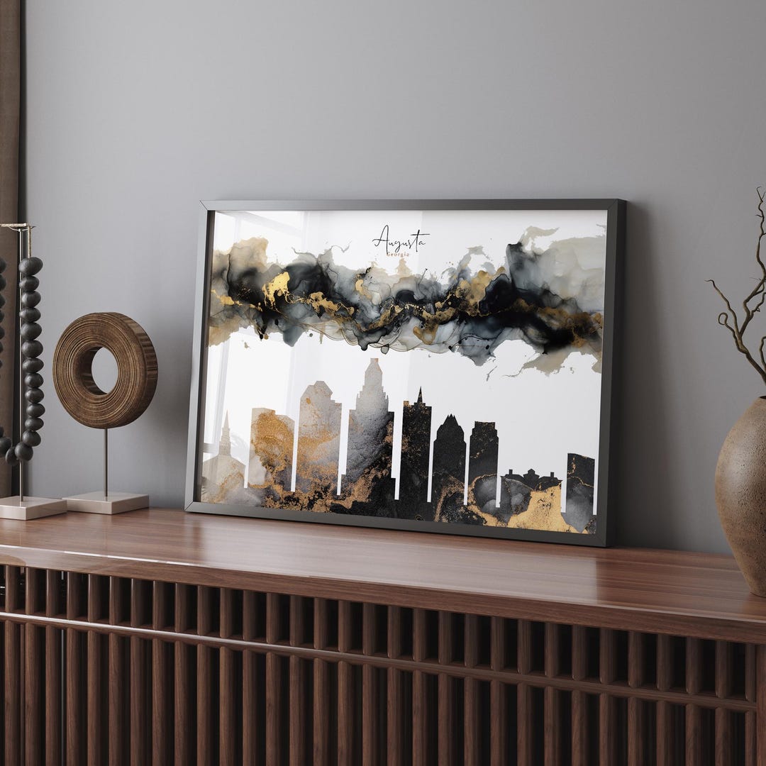 Augusta Skyline Black & Gold Wall Art Print |USA | United State - Etsy